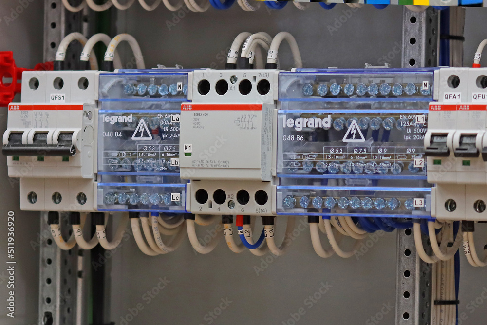 ABB current circuit breakers and voltage distribution busbars in the ...