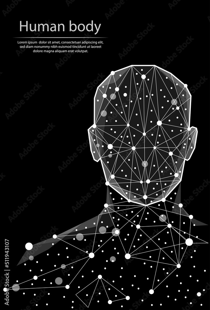 Abstract low-polygonal image of the human body, consisting of dots ...