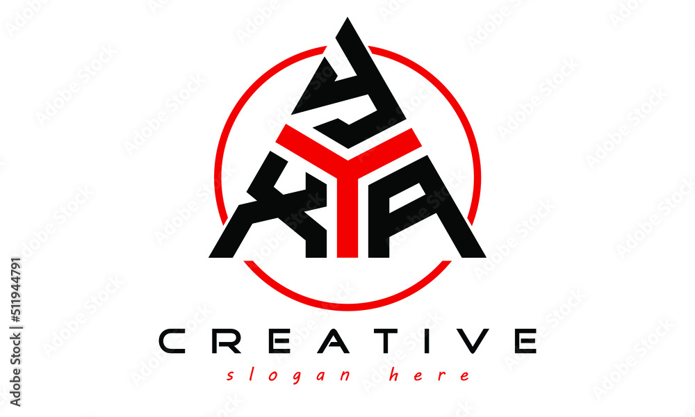 XYA three letter creative triangle shape in circle logo design vector ...