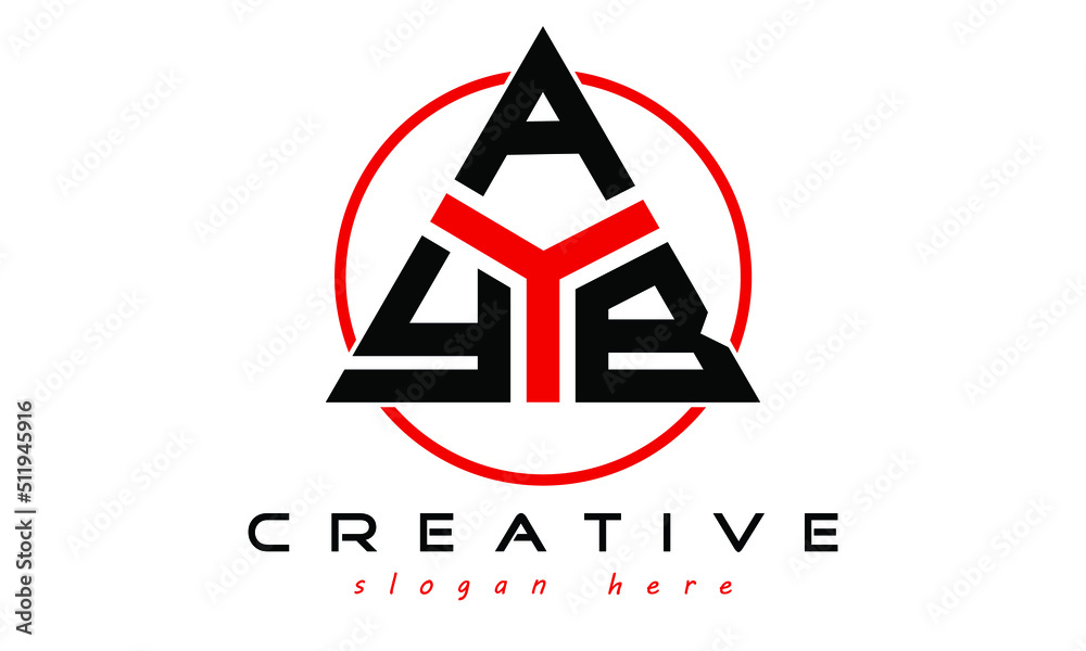 YAB three letter creative triangle shape in circle logo design vector ...