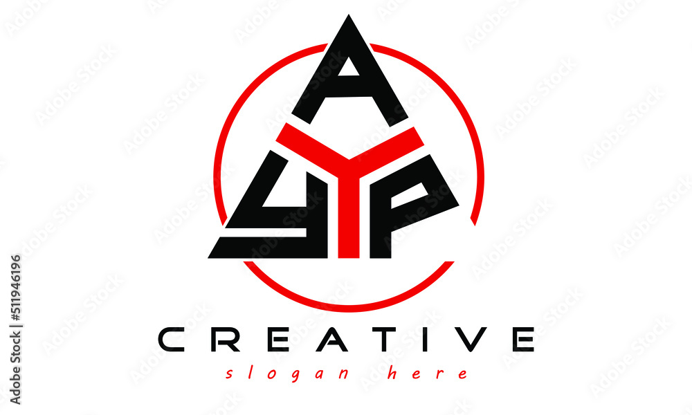YAP three letter creative triangle shape in circle logo design vector ...