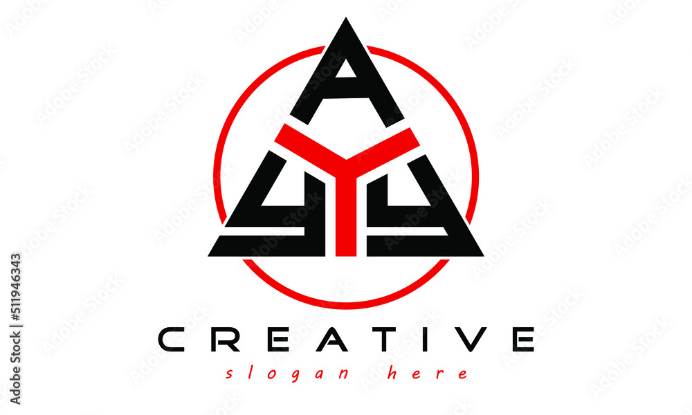 YAY three letter creative triangle shape in circle logo design vector ...