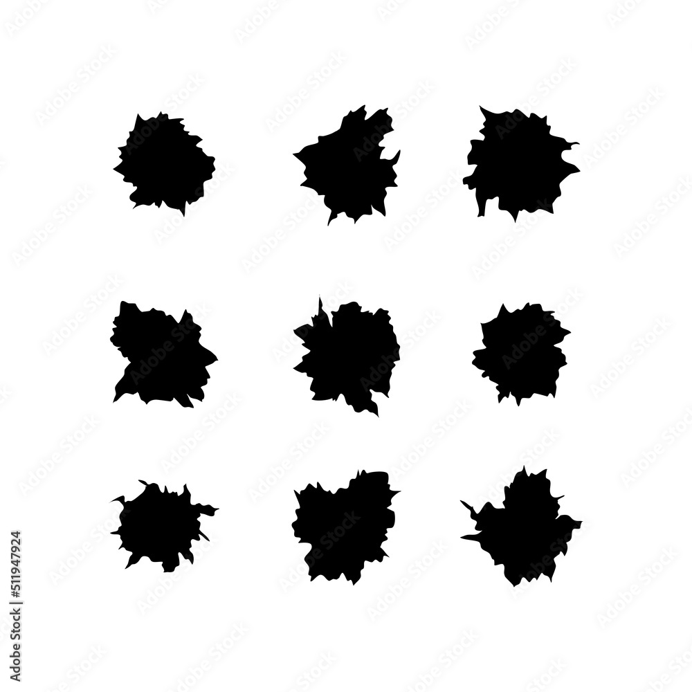 Bullet holes of gun or pistol. Shoot in metal single and double hole ...