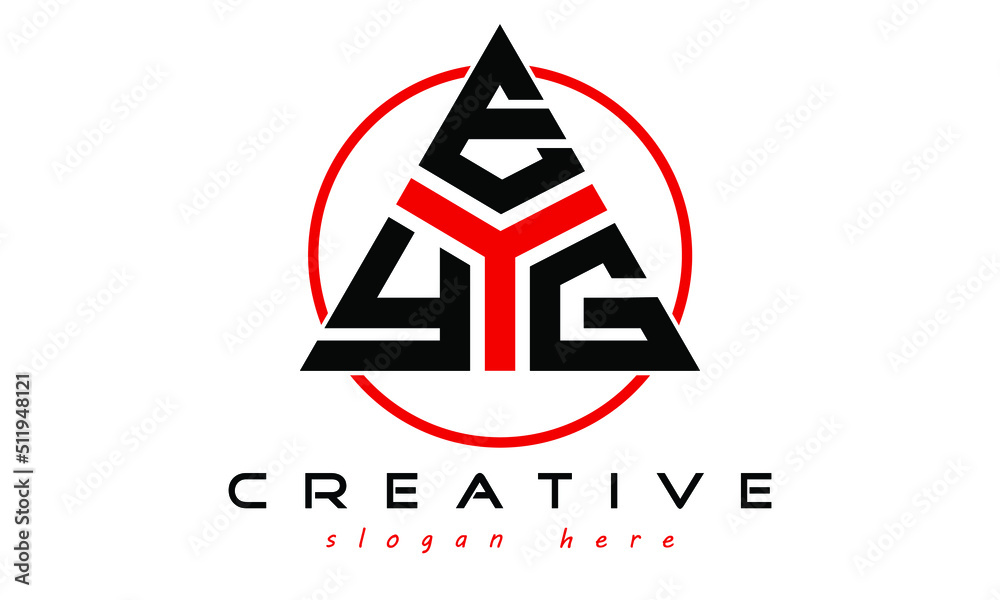 YEG three letter creative triangle shape in circle logo design vector ...