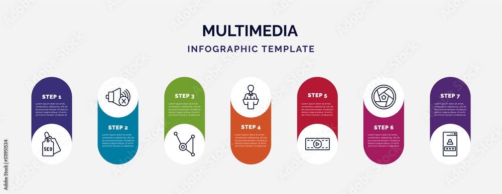 infographic template with icons and 7 options or steps. infographic for ...
