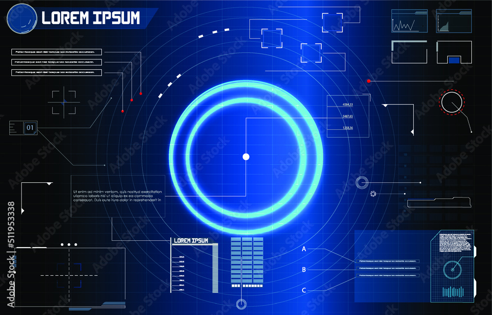 Futuristic Vector HUD Interface Screen Design. Digital callouts titles ...