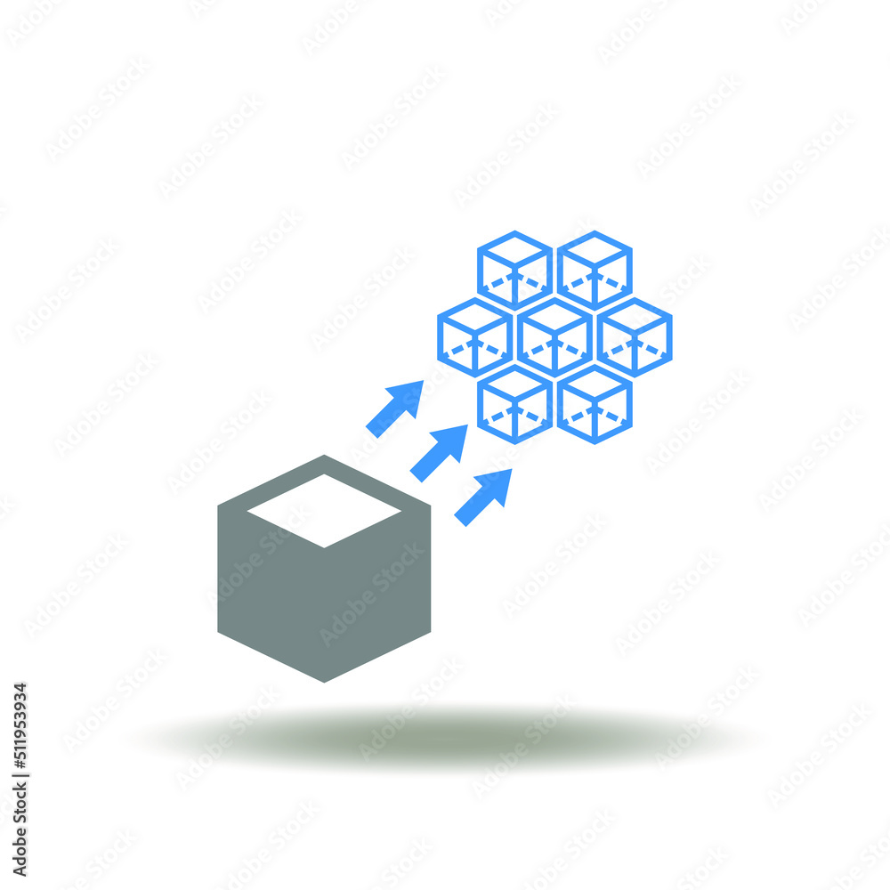 Vector illustration of 3d cube directional arrows to 3d cubes structure ...
