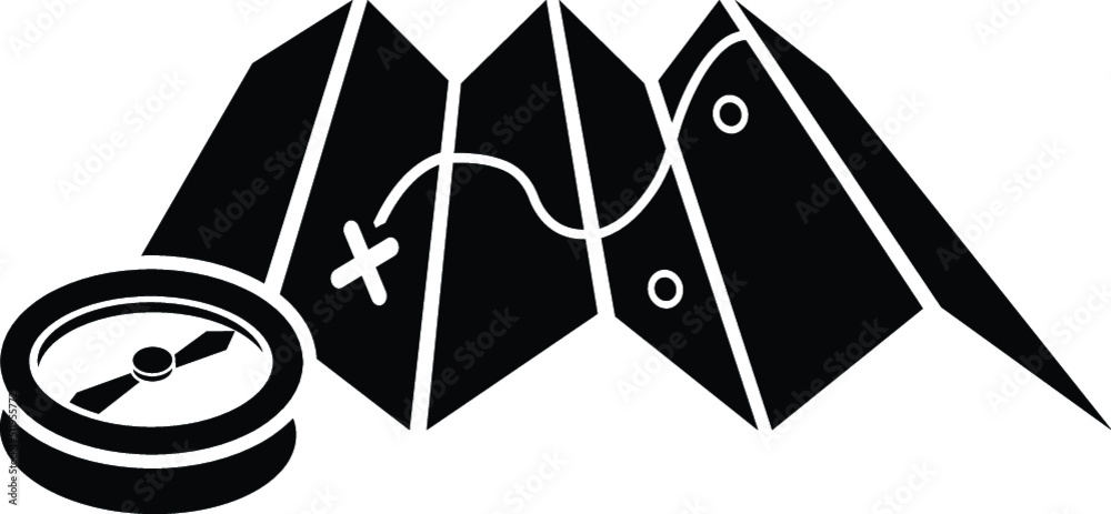 Black and White Cartoon Illustration Vector of a Pirates Treasure Map X ...