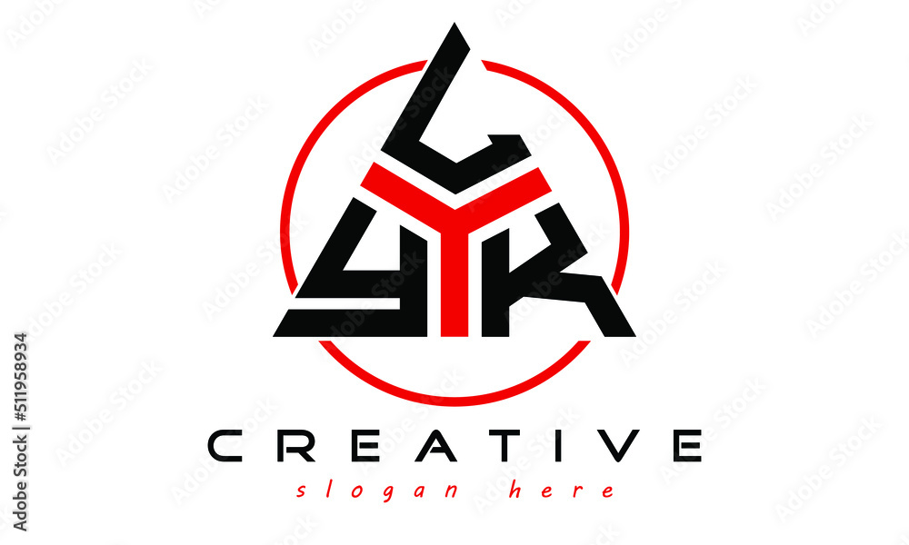 YLK three letter creative triangle shape in circle logo design vector ...