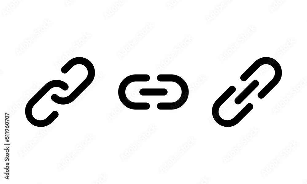 Link and unlink icons. Lock and unlock chain symbols isolated on white ...