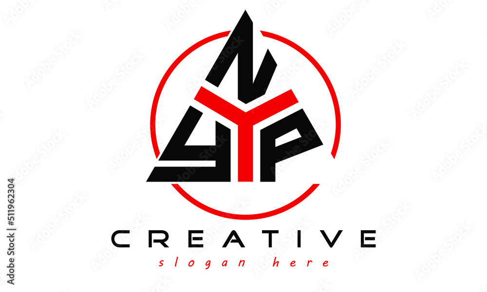 YNP three letter creative triangle shape in circle logo design vector ...