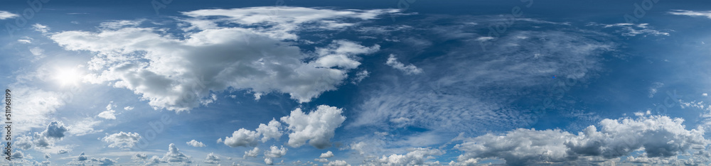 Seamless cloudy blue sky hdri panorama 360 degree view angle with ...