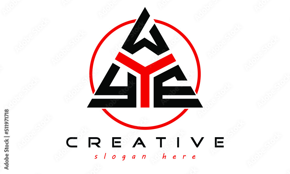 YWE three letter creative triangle shape in circle logo design vector ...