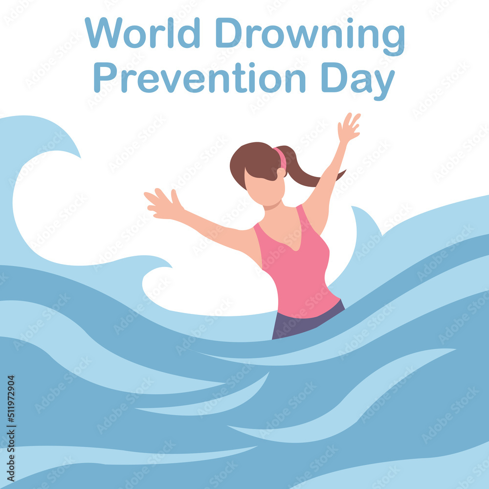 illustration vector graphic of a woman was hit by the ocean waves and ...