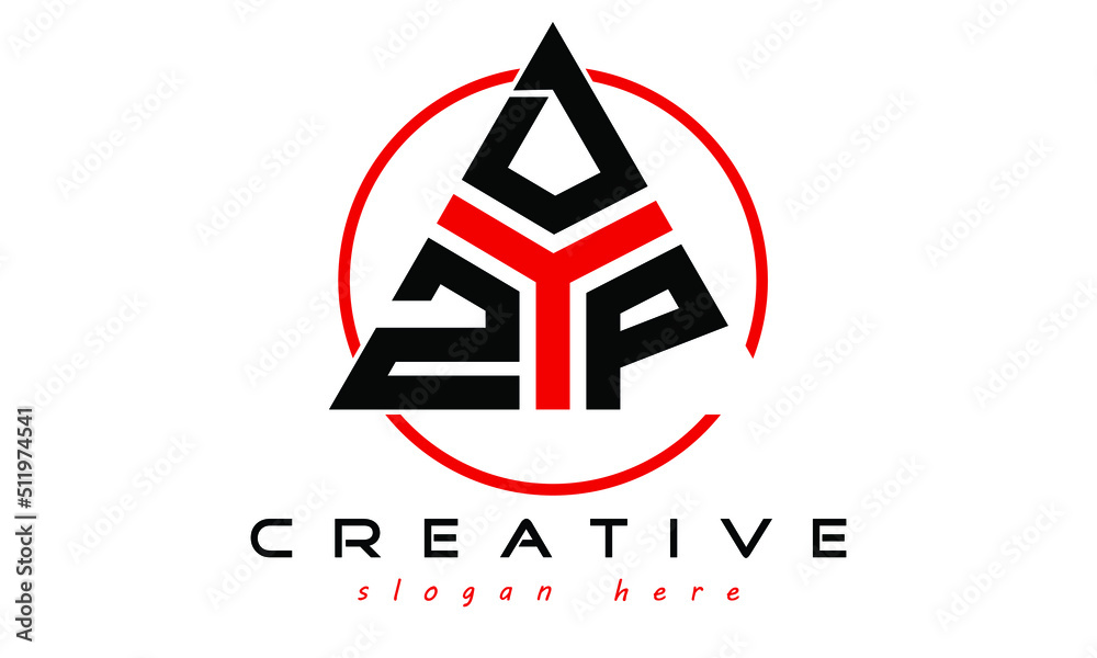 ZDP three letter creative triangle shape in circle logo design vector ...
