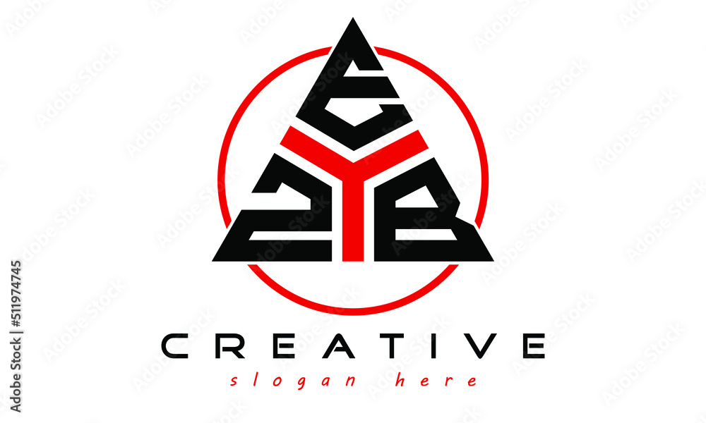 ZEB three letter creative triangle shape in circle logo design vector ...
