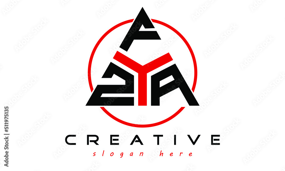 ZFA three letter creative triangle shape in circle logo design vector ...