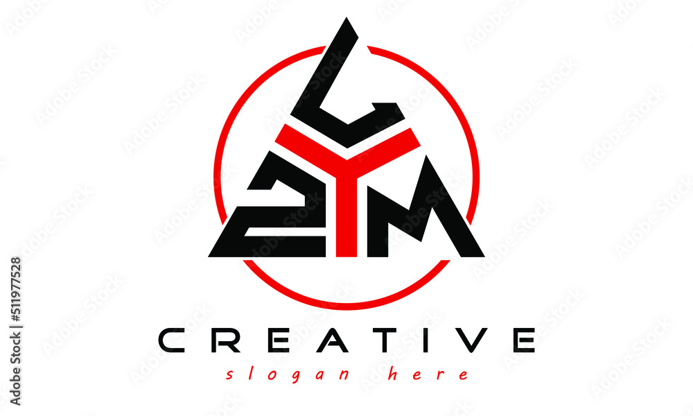 Vecteur Stock ZLM three letter creative triangle shape in circle logo ...