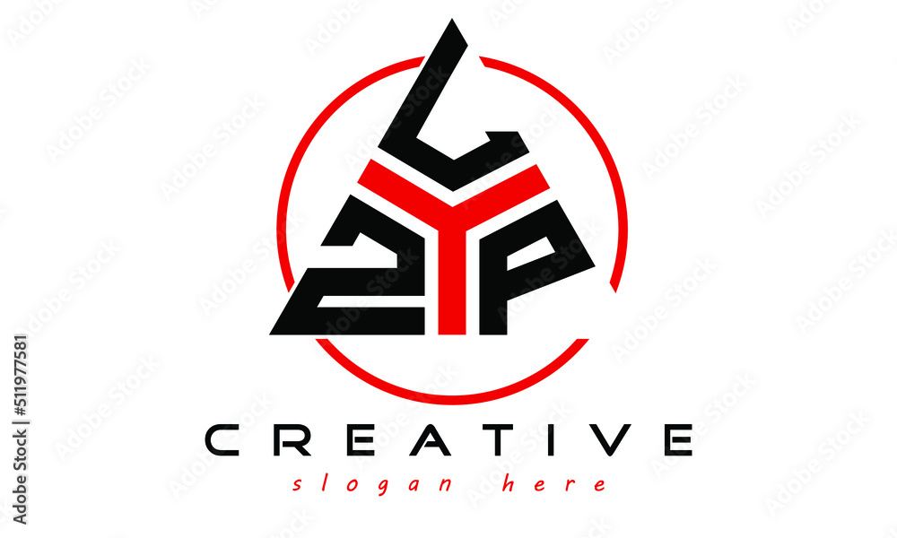 ZLP three letter creative triangle shape in circle logo design vector ...