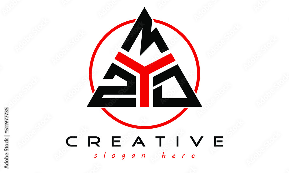 ZMD three letter creative triangle shape in circle logo design vector ...