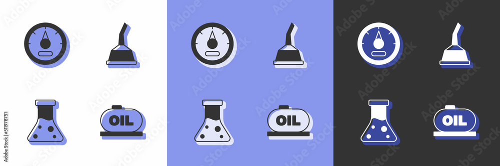 Set Oil tank storage, Motor gas gauge, petrol test tube and Canister ...