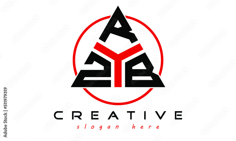 ZRB three letter creative triangle shape in circle logo design vector ...