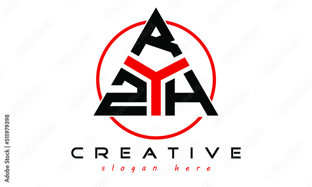 ZRH three letter creative triangle shape in circle logo design vector ...
