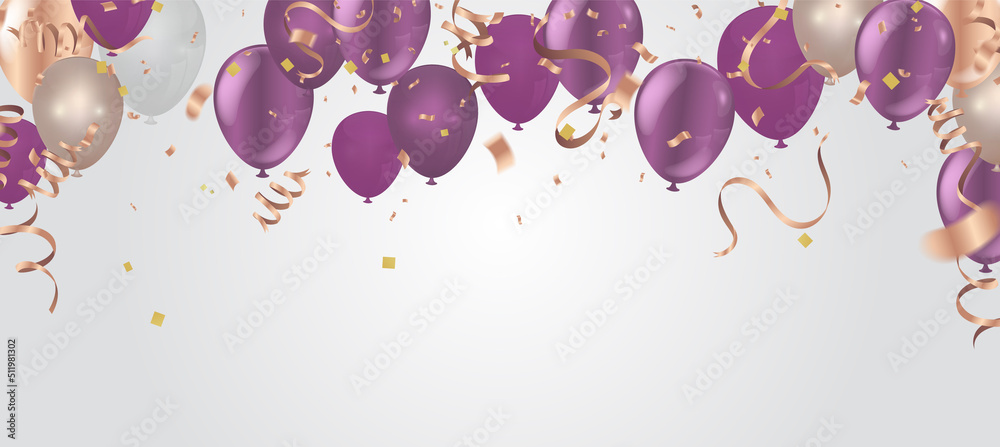 Balloons purple color Birthday and Anniversary Background. Vector ...