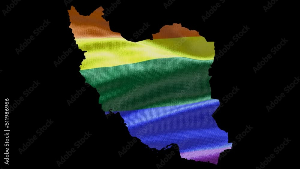 Vidéo Stock Iran country shape territory outline with LGBT rainbow flag ...