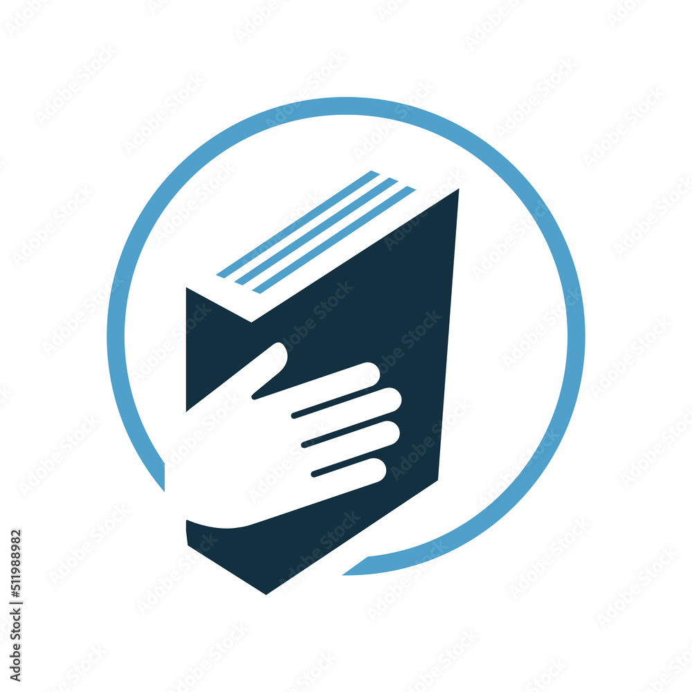 hand with books Logo icon for bookkeeping service vector bookkeeper ...