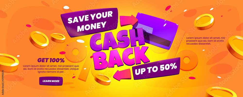 Cash back offer web banner. Concept of refund money after buy. Vector ...