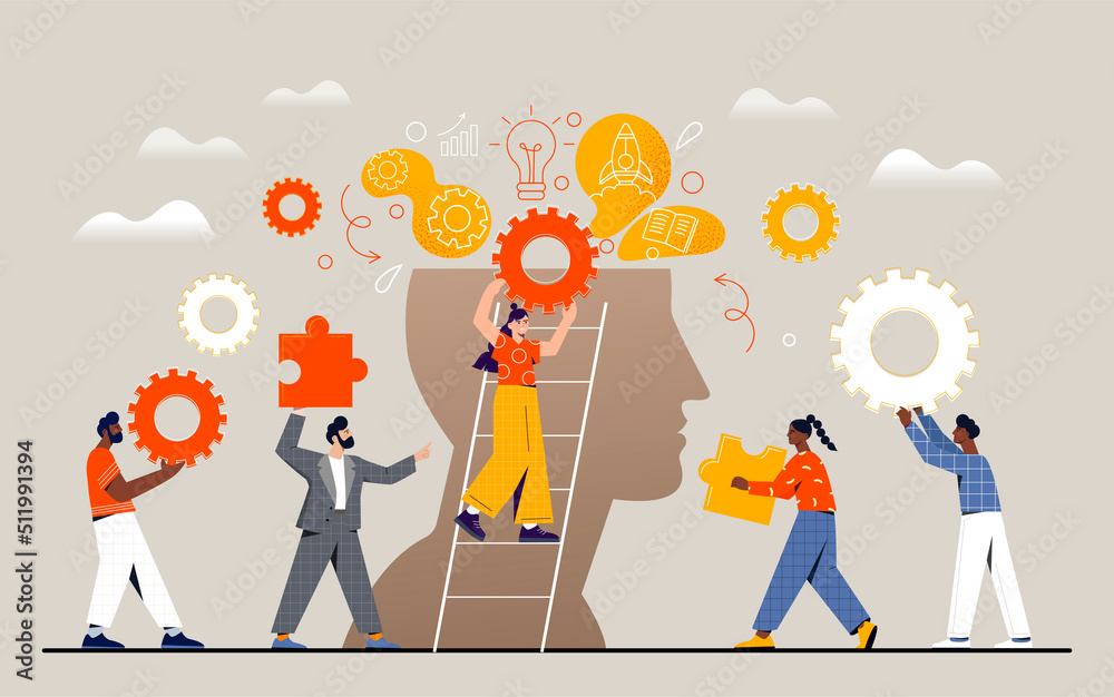 People work on project. Work and business, brainstorming metaphor ...