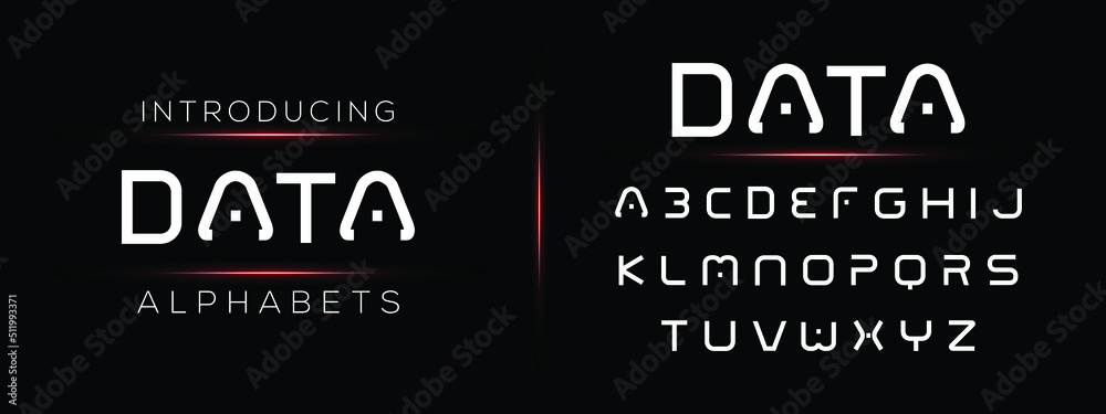 DATA Luxury Minimal Modern Tech Alphabet Letter Fonts. Typography ...