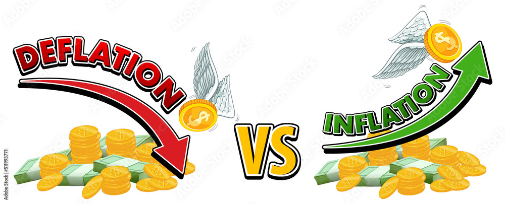 Inflation vs deflation with arrow going up and down Stock Vector ...