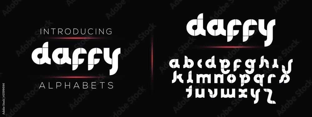 Vetor de DAFFY tech vector font typeface unique font design. Typeface ...