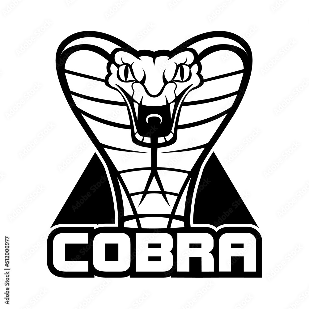 cobra head logo opening mouth with triangular shield Stock Vector ...