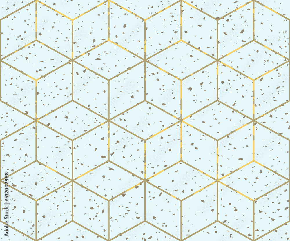 Light blue grunge grain and hexagonal lattice texture. Floor tiles or ...
