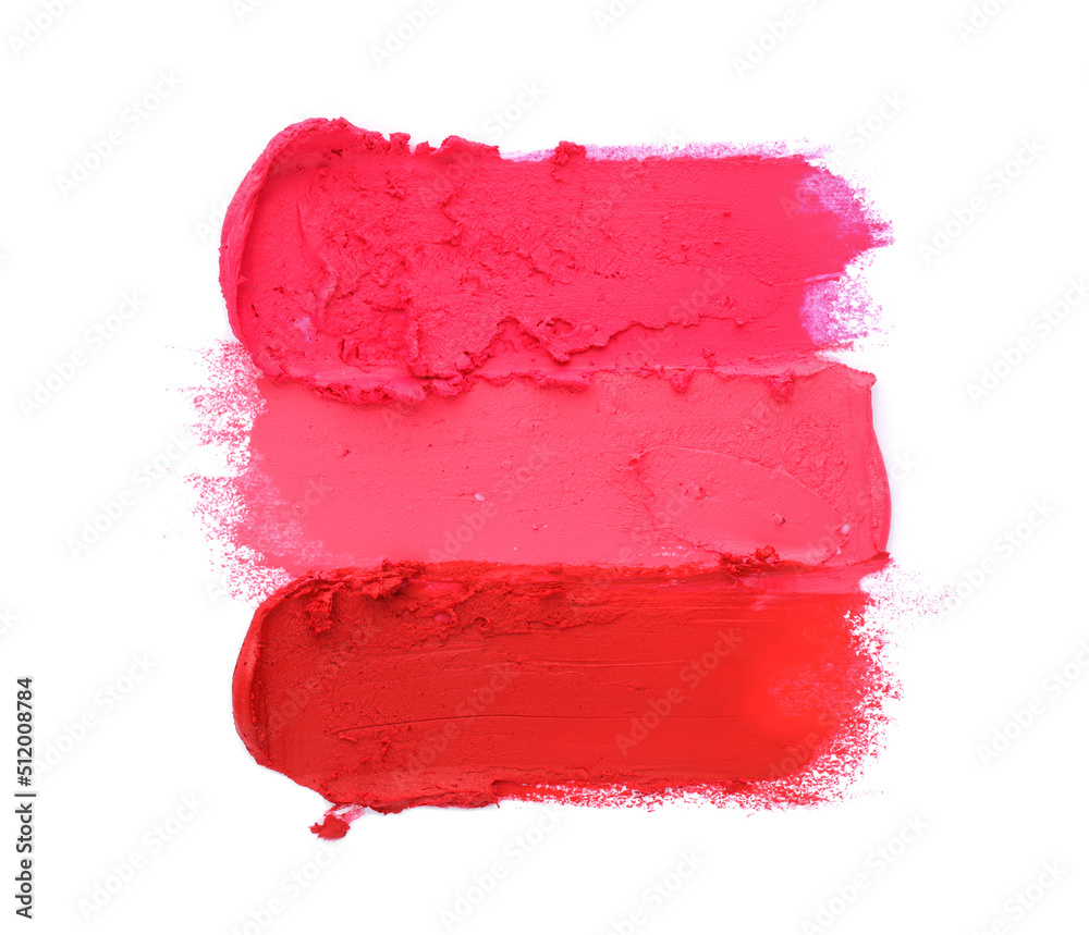 Collection of colorful lipstick smears on white background Stock Photo ...