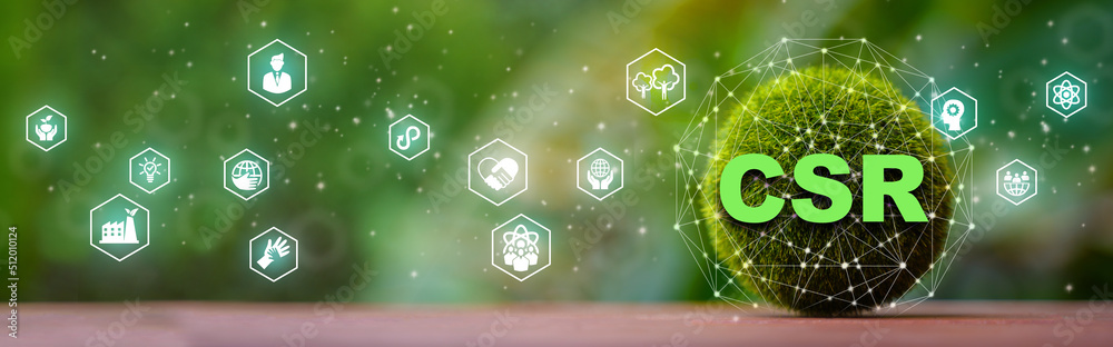 Corporate social responsibility and community giving back CSR icon ...