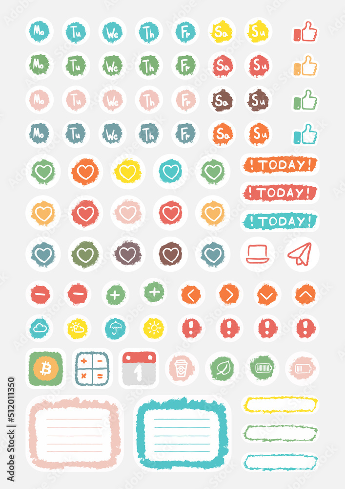 Printable sticker set for a planner, with days of weeks and weather, A3 ...
