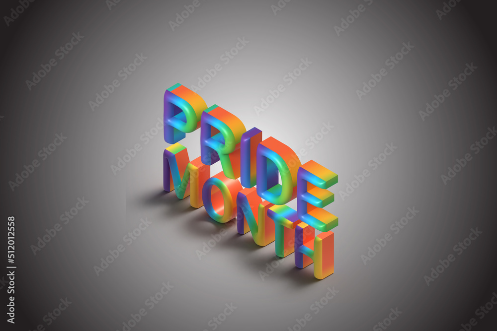 3D Typography font colorful rainbow pride gradient abstract background ...