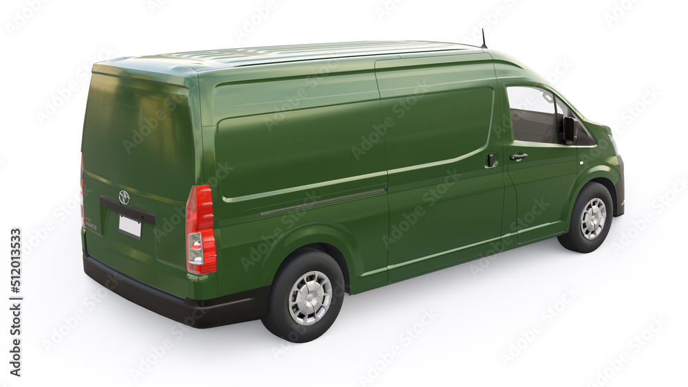 Tokyo, Japan. April 12, 2022: Toyota Hiace. Green commercial van for ...