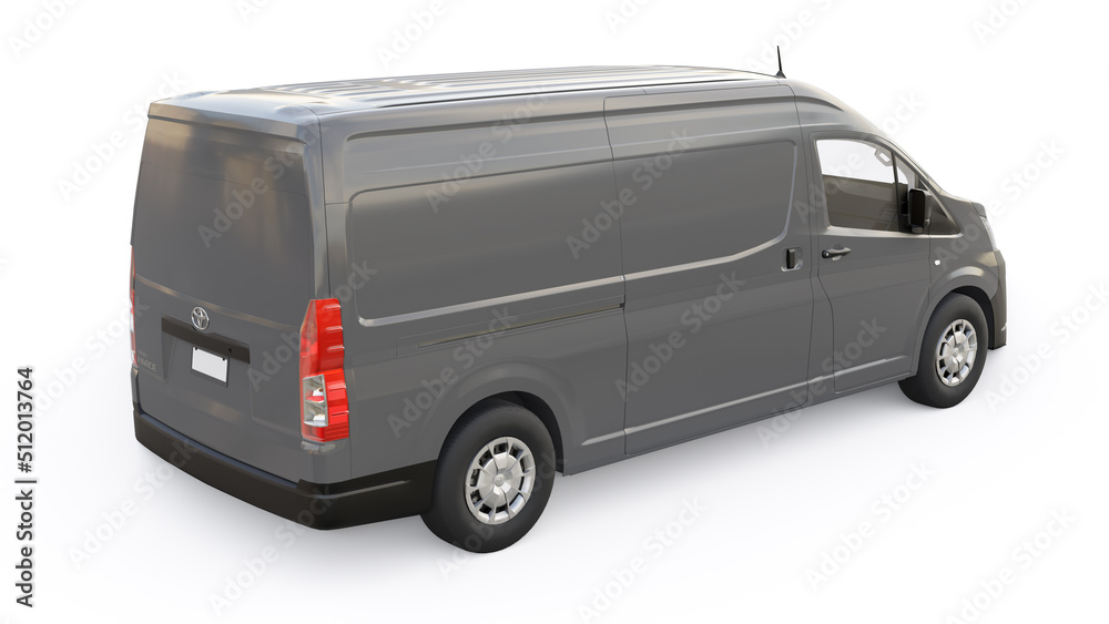 Tokyo, Japan. April 12, 2022: Toyota Hiace. Grey commercial van for ...