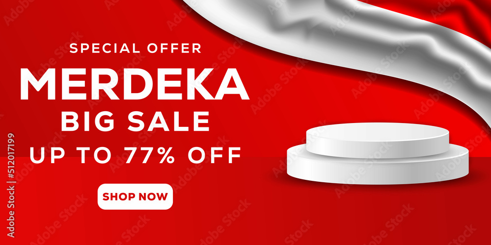 merdeka sale banner promotion with a podium for display products ...