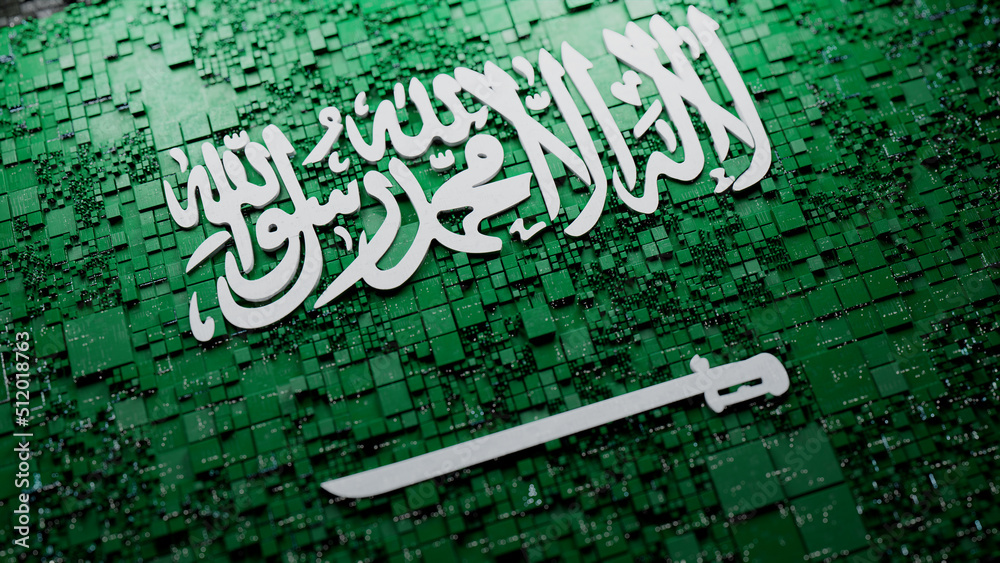 Colors of Saudi Arabia rendered in a Futuristic 3D style. Saudi Network ...