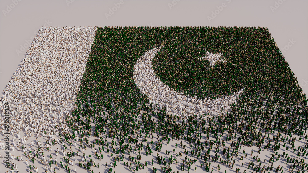 A Crowd of People gathering to form the Flag of Pakistan. Pakistani ...