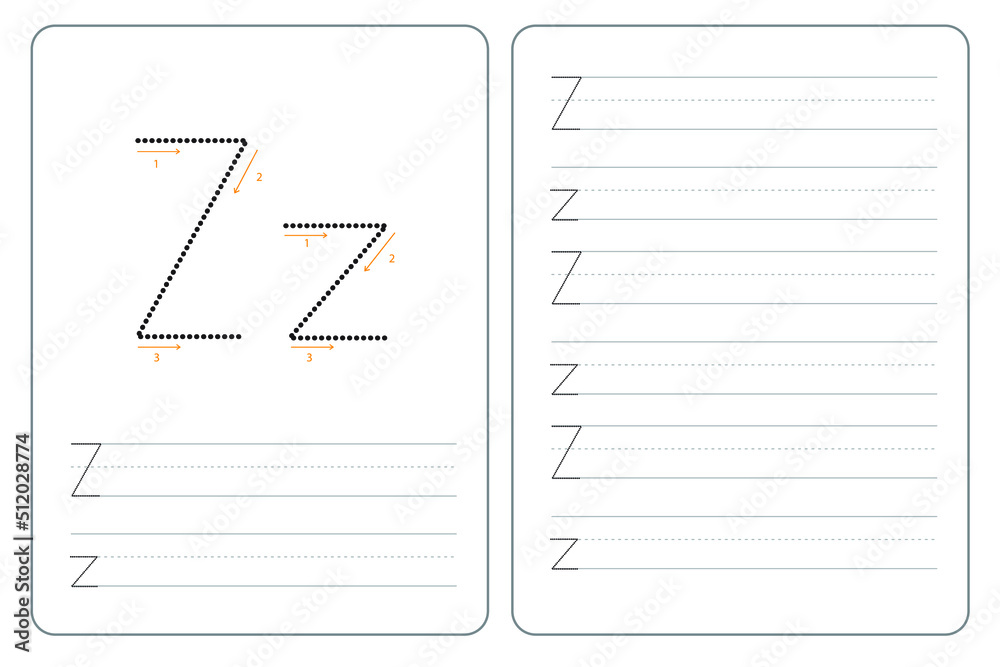 Z alphabet latter tracing practice education vector Stock Vector ...