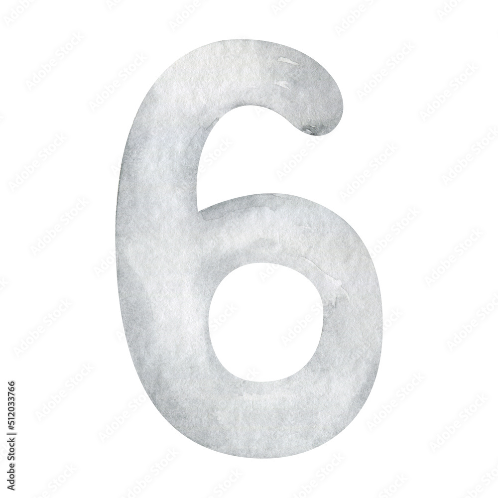 Watercolor illustration collection of black and white numbers from 1 to ...
