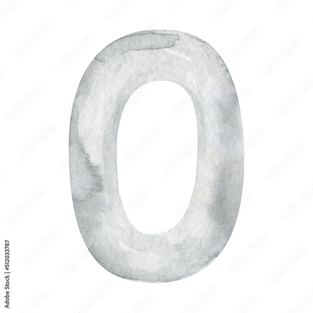 Watercolor illustration collection of black and white numbers from 1 to ...