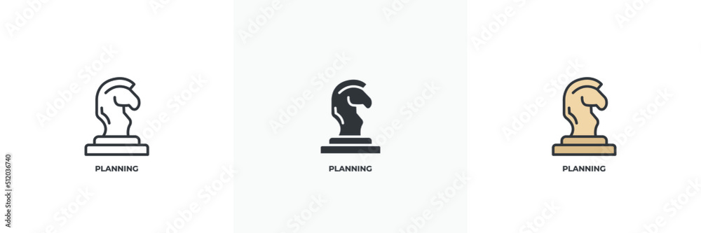 planning icon. Line, solid and filled outline colorful version, outline ...